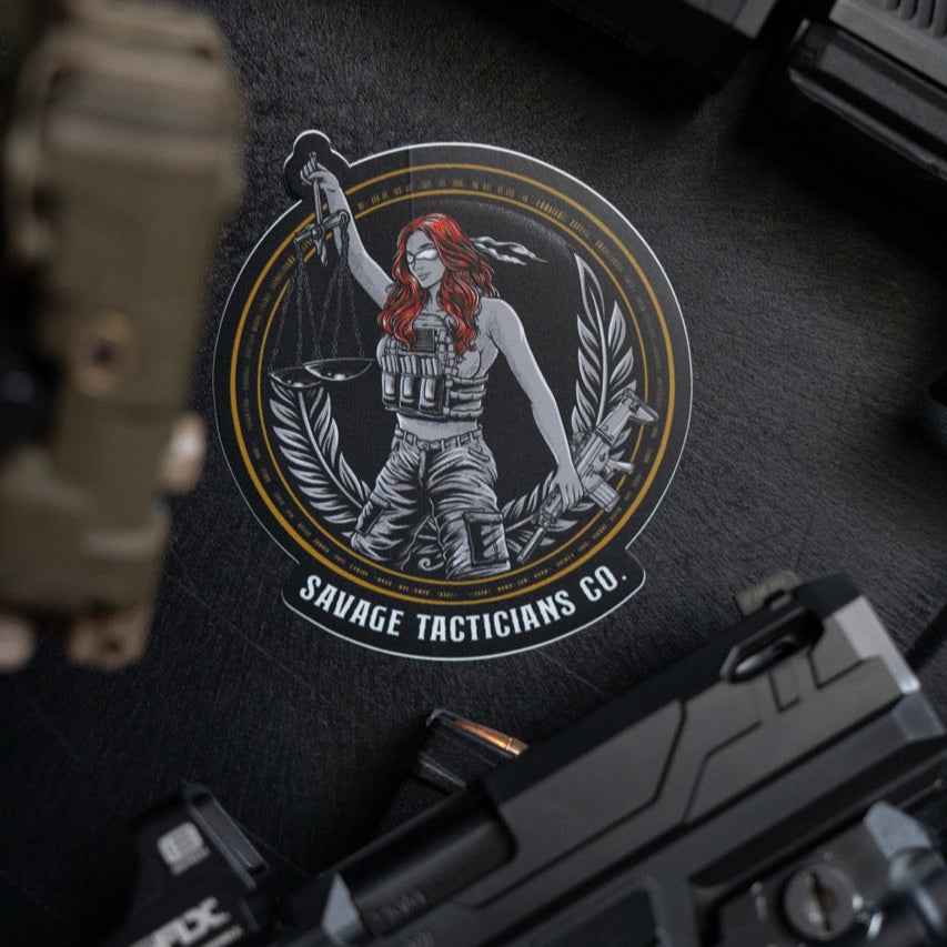 Lady Justice Sticker – Savage Tacticians